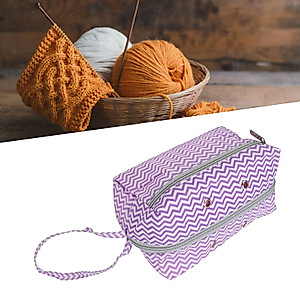 ENTHUSRI Yarn Storage Bag Best Durable Travel Storage Bag Purple Striped Design Knitting Accessories Case for Crochet Accessories