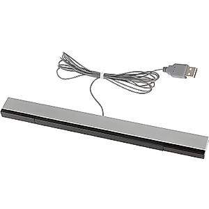 USB Wired Wii Sensor Bar, Replacement Infrared Ray Motion Sensor Bar for Nintendo Wii/Wii U -Black & Silver