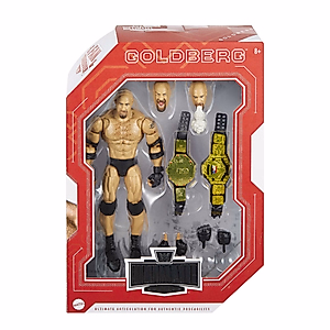 Mattel WWE Ultimate Edition Fan TakeOver Action Figure, Goldberg Collectible Set with Interchangeable Accessories Like Extra Heads & Swappable Hands