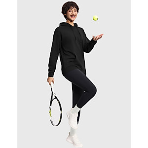 THE GYM PEOPLE Women's Basic Pullover Hoodie Loose fit Ultra Soft Fleece hooded Sweatshirt With Pockets (fleece lined-Black, Large)