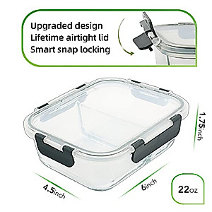 DAS TRUST 10 Pack Glass Meal Prep Containers Microwave Safe Bowls Glass Food Storage Containers Glass Food Prep Containers with Lids Lunch Bento Box Reusable Containers for Food