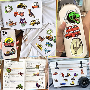 100pcs Stickers for Boys&Girls Kids Cute Dinosaur Stickers Easter Baskets for Kids Truck Stickers for Water Bottles Boys&&Girl Vinyl Stickers Bulk