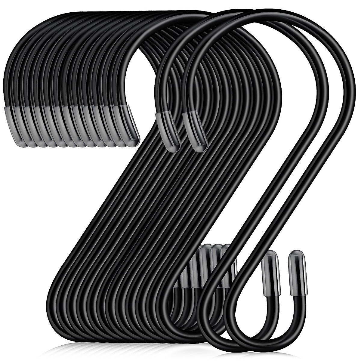 Hotop 36 Pieces 6 Inch S Shaped Stainless Steel Hooks Metal Hanging Hooks Curtain Hooks Pan Pot Holder Rack Hooks for Hanging Pot, Pan, Cups, Plants, Bags, Jeans, Towels (Black)