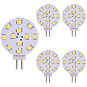 WeiXuan G4 LED Bulb, 35 Watt Equivalent, Bi-Pin LED Disc, JC Side Pin, 12V-24V AC/DC Low Volt, CRI>85, 350 Lumens, Pack 5 (White)
