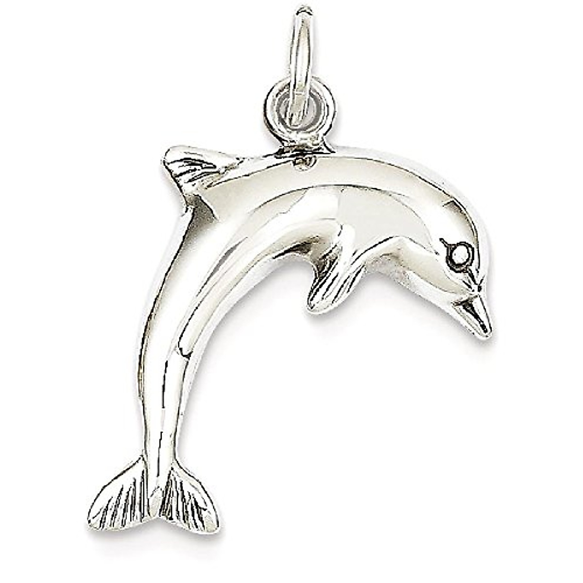 IceCarats 14K White Gold Sea Dolphin Necklace Ocean Fish Pendant Summer Beach Nautical Charm 27mm x 15mm Only