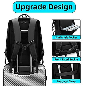 GYakeog Backpack for Traveling on Airplane, Travel Backpack for Men Women 17.3 inch Laptop Backpack large Travel Backpacks Carry on Work Backpack Waterproof Charge Antitheft Black