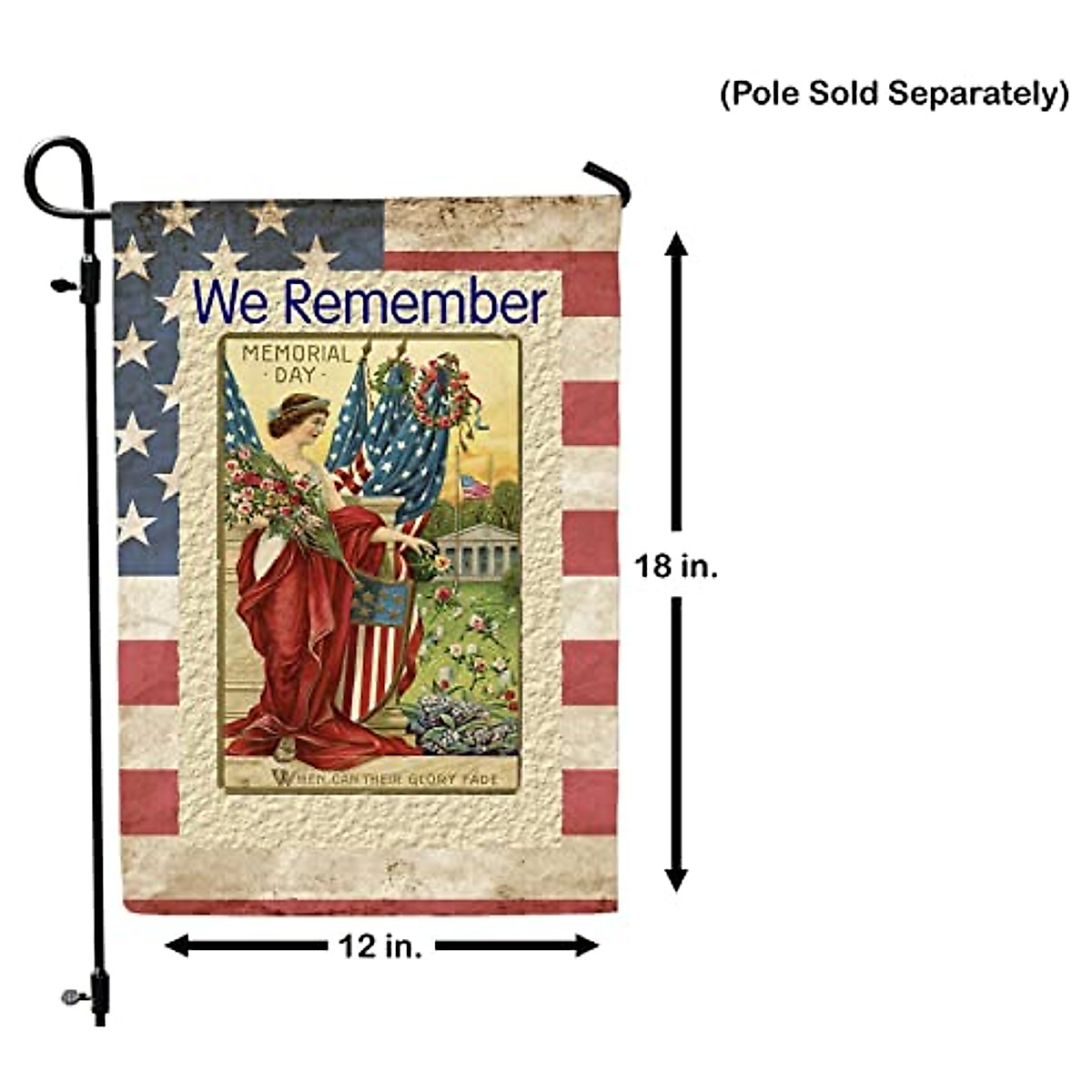 We Remember Memorial Day Flag - 12 x 18 Memorial Day Garden Flag - Memorial Day Decorations Outdoor Flag - Patriotic Garden Flags 12 x 18 Double Sided - Memorial Day Flags by Jolly Jon