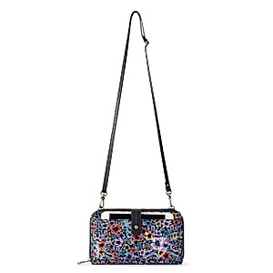 Sakroots Artist Circle Smartphone Crossbody in Eco Twill, Detachable Wristlet Strap, Pink Mojave Canyon