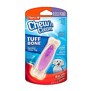 Hartz Chew 'n Clean Tuff Bone Bacon Scented Dental Dog Chew Toy - Extra Small