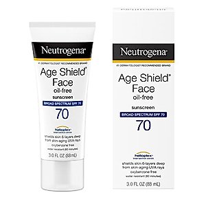Neutrogena Age Shield Anti-Oxidant Face Lotion Sunscreen with Broad Spectrum SPF 70, Oil-Free & Non-Comedogenic Moisturizing Sunscreen to Prevent Signs of Aging, 3 fl. oz