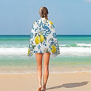 My Little Nest Bath Towels Quick Dry Bathroom Towels Watercolor Lemon Morocco Ornament Absorbent Shower Towels Soft Hand Towel Wash Cloths for Spa Pool Hotel Gym 31" x 51"