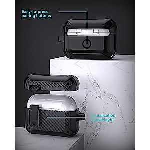 Airpod Pro 2nd Generation Case, Airpods Pro Gen 2 Cover, Air pod Pro 2 Hard Case Cover Armor Lock Design for Men Women with Keychain, Cool Full-Body Shockproof Case for Apple Airpods Pro 2022（Black）