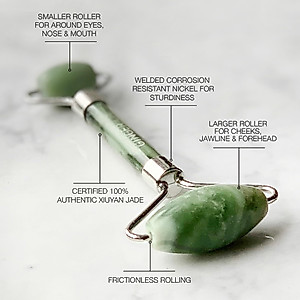 Ginger Chi Jade Roller - Anti-Aging Jade Therapy for Skin Care - Face Sculpting Tool for Eyes, Cheeks, Forehead - Jawline Shaper & Neck Roller - Face Roller is Part of The Gua Sha Facial Tools