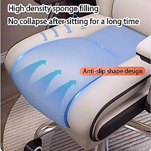 Ergonomic Office Chair, Executive Office Chair Comfortable Foot Pedal PU Leather Ergonomic Computer Office Home Study Height Adjustable Swivel Chair (Color : White, Size : Foot Pedal)