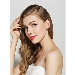 SBLING Platinum Plated Cubic Zirconia Cushion Shape Halo Stud Earrings (1.90 cttw)