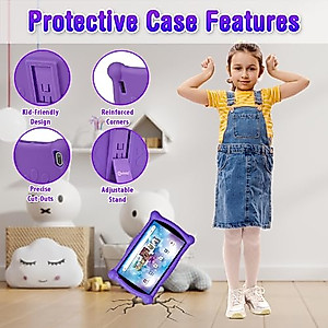 Contixo 7 inch Kids Learning Tablet, Bluetooth Kids Wireless Headphone and Tablet Bag Bundle with Teacher Approved apps and Parent Control - Purple Set
