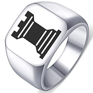 Dacai Engraved Rook Chess Piece Strategy Board Game Graphic Silver Stainless Steel Men's Womens Ring