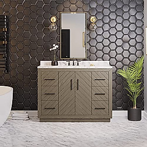 Peyton 48-inch Bathroom Vanity (Carrara/Gray Oak): Includes Gray Oak Cabinet with Stunning Carrara Marble Countertop and White Ceramic Sink