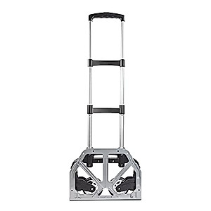 Ultimaxx Professional Heavy-Duty 150 Pound (lb) Capacity Aluminum Folding Hand Truck/Luggage Cart (Black/Silver) with Adjustable Handle, Folding Away Wheels, and Bungee Cord