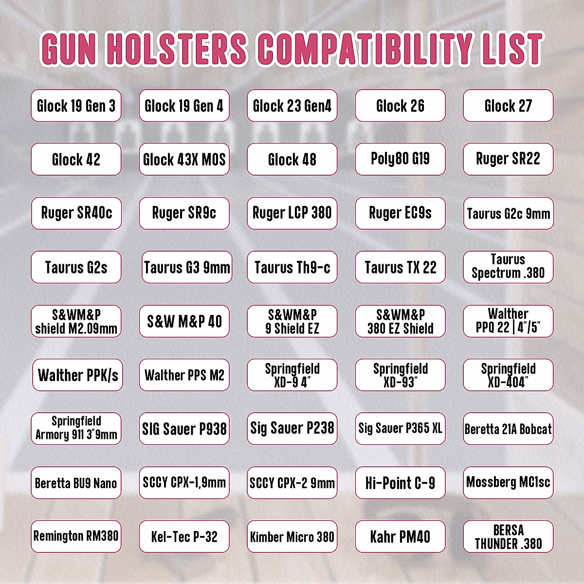 PODFAN Universal Gun Holsters for Men/Women,IWB 9mm Pistols Holster Right Left Handed,Concealed Carry,Fits S&W M&P Shield Glock 9/40 P320 17 19 26 27 42 43,Similar Handguns (Pink-Right Hand)