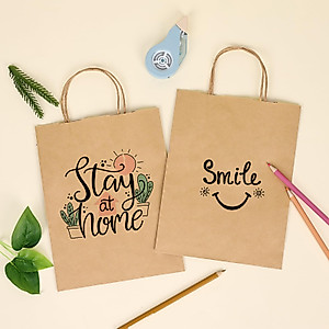 Moretoes 60pcs Gift Bags, Paper Bags with Handles, 7.1x3.6x9.3 Inch, Kraft Paper Bags Bulk Medium Size, Retail Bags, Brown Paper Bags for Party, Businesses, Shopping