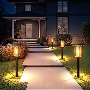 WdtPro Solar Pathway Lights Outdoor, 2X Bigger & Brighter Solar Lights Outdoor Waterproof, Over 12 Hours Double-Layer Solar Garden Lights, Auto On/Off Solar Lights for Outside Yard Walkway Driveway