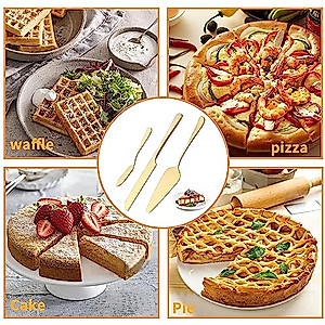 Wedding Cake Knife and Server Set, Little Cook 3PCS Cake Cutting Set for Wedding, includes 9.25" Cake Knife, 9" Cake Server and 6.7" Cake Pie Spatula, Stainless Steel Cake Cutter, Gold