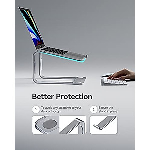 LORYERGO Laptop Stand, Ergonomic Laptop Riser Laptop Stand for Desk, Notebook Computer Stand Holder Compatible with Most 10-15.6” Laptops, Silver