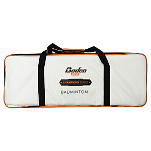 Baden | Champions | Portable Badminton Set | Regulation Net + 3 Shuttlecocks + 4 Racquets + 1 Boundary + 1 Carry Bag | Orange/Gray