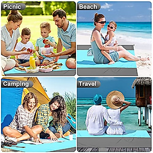 Buheco Beach Blanket Waterproof Sandproof Oversized Beach Mat Sand Free 10x9ft with 4 Stakes and 8 Pockets-Outdoor Extra Large Foldable Lightweight Picnic Blanket for Vacation-Camping-Hiking-Travel