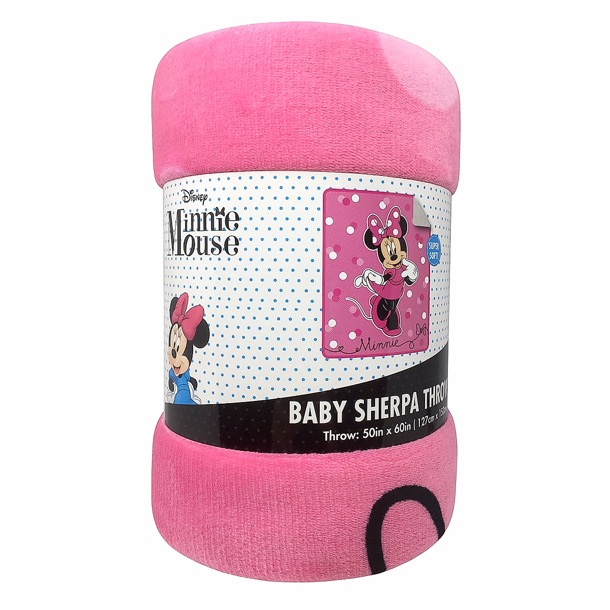 Disney Minnie Mouse Sweet Dots Sherpa Throw Blanket - Measures 50 x 60 inches, Kids Bedding - Fade Resistant Super Soft - (Official Disney Product)