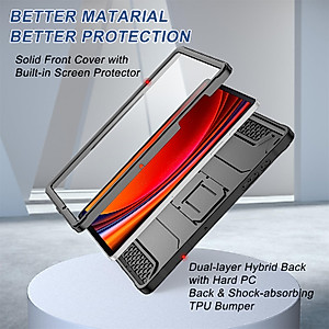 Soke Case for Samsung Galaxy Tab A9 Plus 2023, with Built-in Screen Protector and Kickstand, Rugged Full Body Protective Cover for Galaxy Tab A9+ 11 Inch Tablet [SM-X210/X216/X218],Black