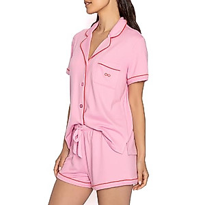 PJ SalvageThe Summer I Turned Pretty Lounge Short-sleeve Button Down Shirt and Bottom Shorts Pajama SetPinkX-Large