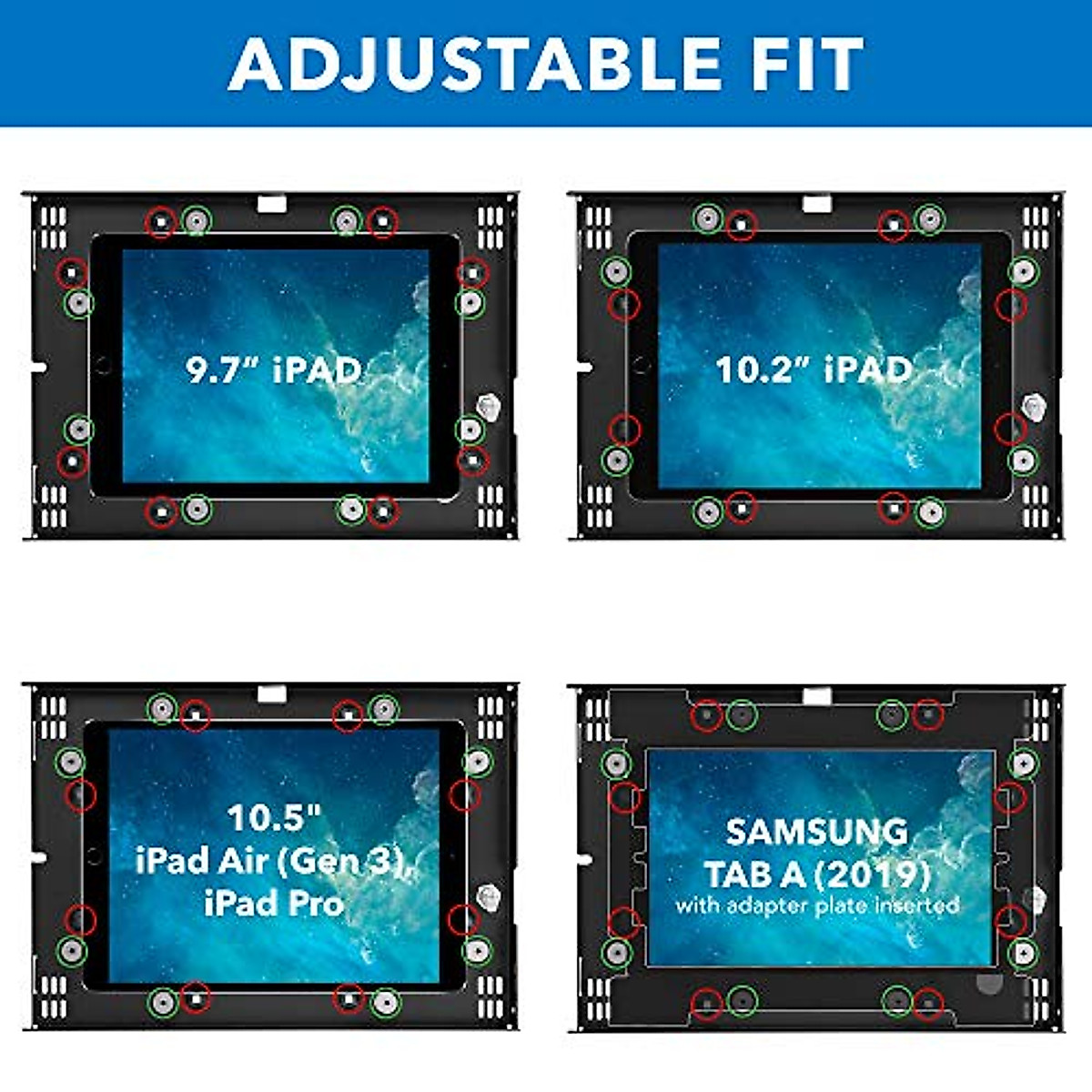 Mount-It! Anti-Theft Tablet Kiosk Floor Stand Compatible with iPad and Samsung | Height Adjustable Secure Check-in Stand | Free-Standing Or Secure Bolt-On Design