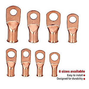 Heavy Duty Copper Wire Lugs Battery Cable Ends Eyelets Ring Terminal Connectors 2x3/8 12Pcs