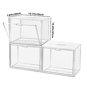 Coorganisers 3 Packs Plastic Purse and Handbag Organizer for Closet, Clear Acrylic Display Case with Magnetic Door, Stackable Storage Organizer for Wallet, Book, Cosmetic, Toys, Clutch, Collectibles