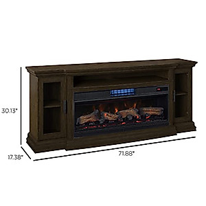 ClassicFlame 72" CoolGlow TV Stand with Electric Fireplace, 72.0" W x 17.38" D x 30.13" H, Buxton Brown