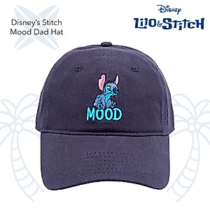 Disney Stitch Dad Hat, Adjustable Cotton Baseball Cap with Curved Brim, Navy, One Size