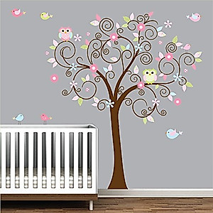Tree Wall Decal-Nursery Wall Decals-Nursery Wall Art-Tree Decal with Owls, Birds-Wall Stickers