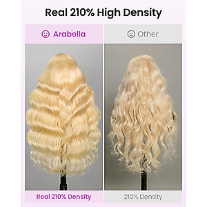 Arabella 613 Lace Front Wig Human Hair 13x4 Blonde Lace Front Wigs Human Hair 210% Density Body Wave 613 Frontal Wig Pre Plucked With Baby Hair (20inch, 613 13X4 body wave wig)