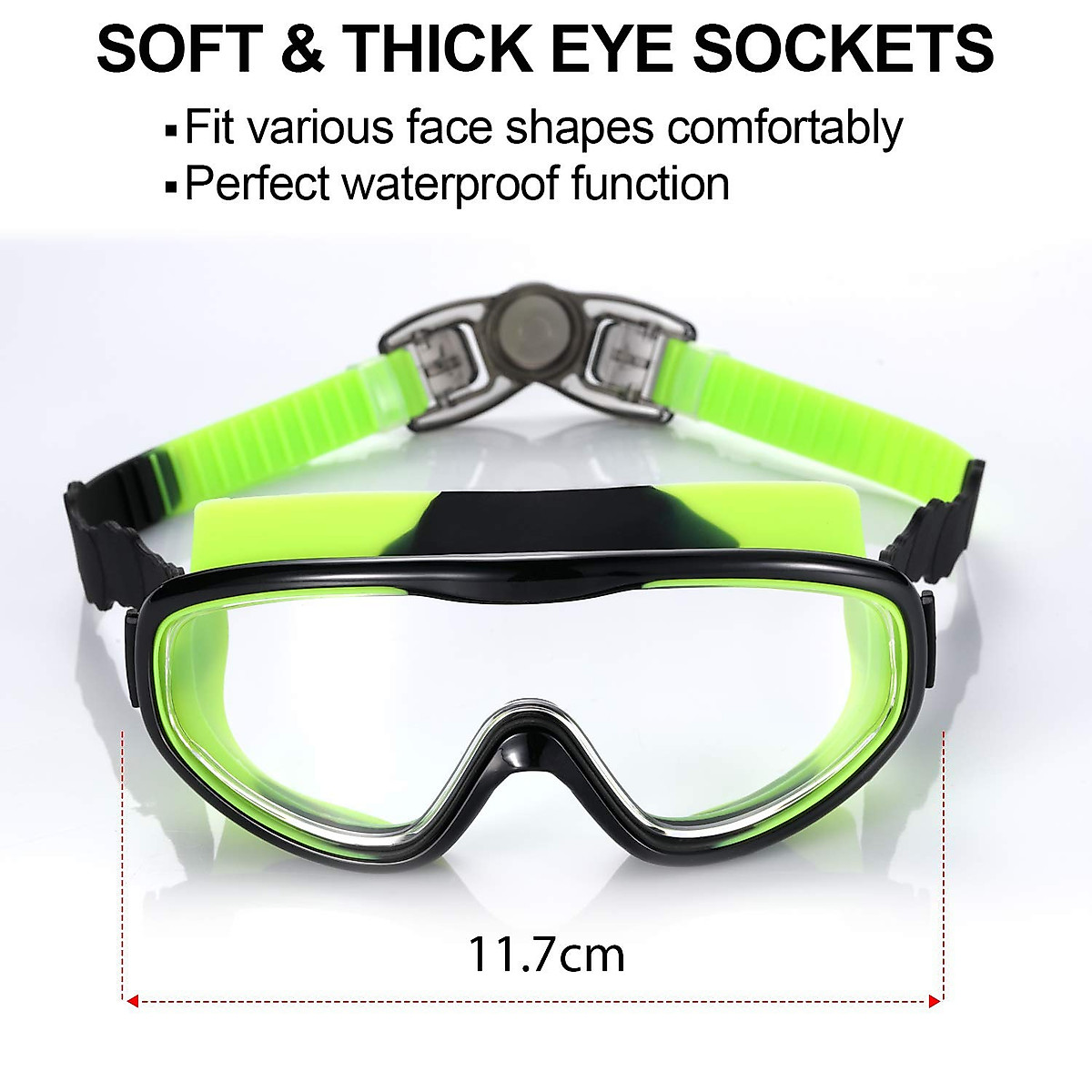 2 Pack Kids Swim Goggles, Swimming Glasses With UV Protection|Anti Fog for Children from 3 to 15 Years Old, Green/Black & Pink/Purple/White