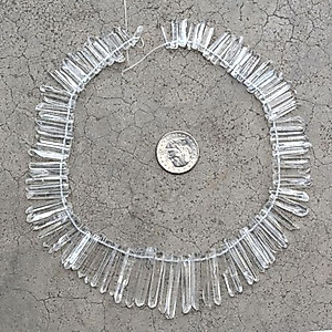 Natural Clear Quartz Rock Crystal Facet Points Sticks Graduated Loose Gemstone Beads 16"