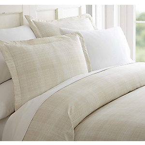 CELINE LINEN Luxury Silky Soft Coziest 1500 Premier Hotel Quality 3-Piece Duvet Cover Set |Thatch Pattern| Wrinkle Free, Full/Queen, Cream