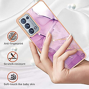 SATURCASE Case for Oppo Reno 6 Pro 5G, Beautiful Marble Ultra Thin Soft TPU Silicone Border PC Panel Protective Back Cover for Oppo Reno 6 Pro 5G (YJ-6)