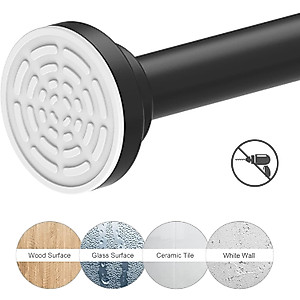 Ausemku Shower Curtain Rod Tension - 40-72 Inch Never Rust Non-Slip Spring Tension Curtain Rod No Drilling Stainless Steel Curtain Rod Use Bathroom Kitchen（Black）