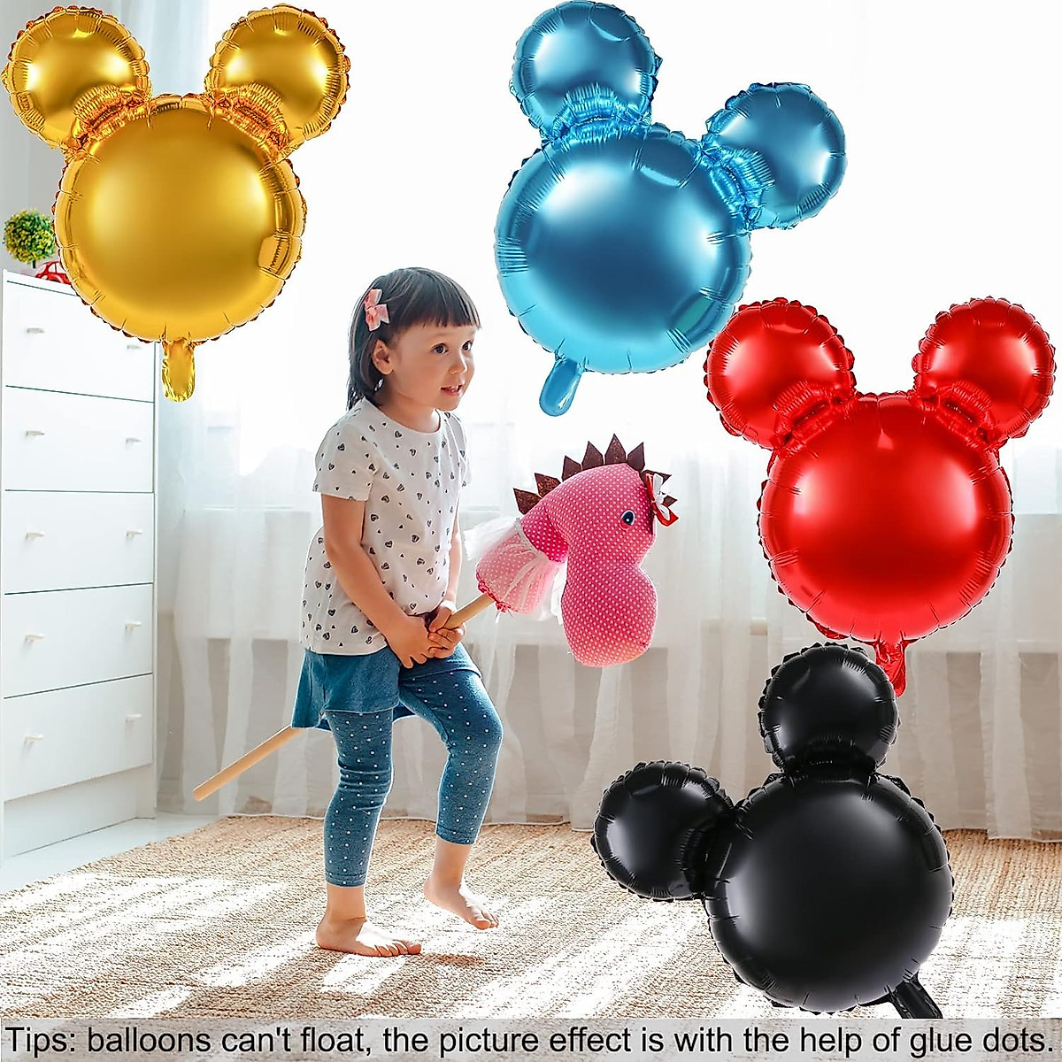 8 Pcs Mouse Head Balloons, CCOZN 24'' Jumbo Mouse Mylar Balloon Cannot Float Mouse Head Aluminum Foil Balloons for Birthday Party Decorations Baby Shower Supplies