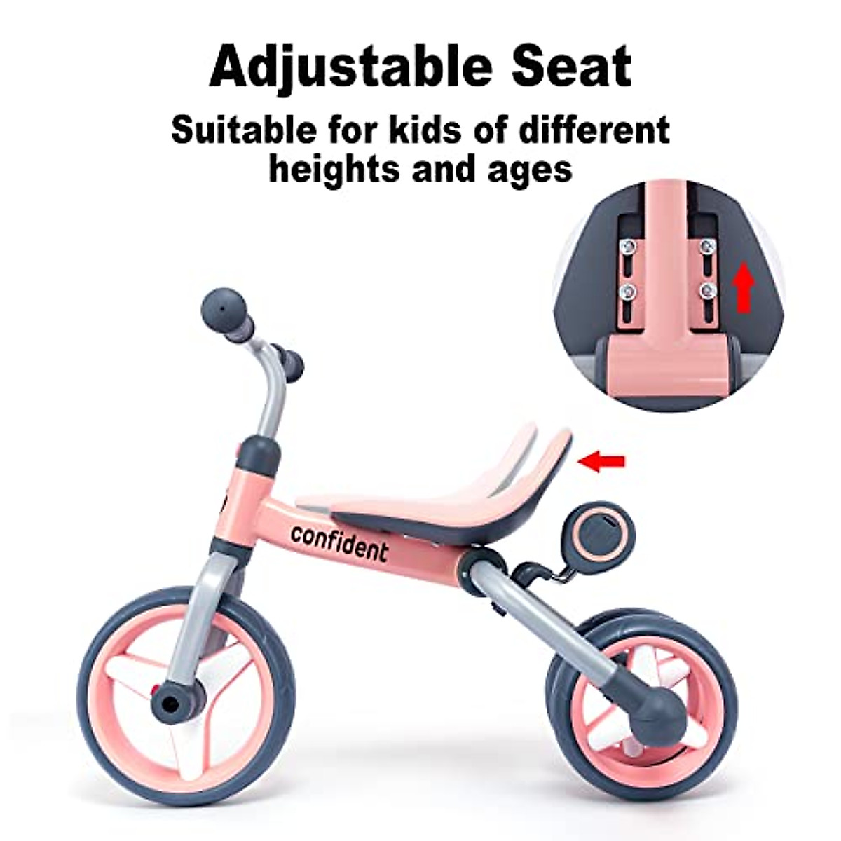 XIAPIA 4 in 1 Tricycle for Toddlers Age 2-5, Folding Toddler Bike& Toddler Tricycle& Baby Balance Bike with Adjustable Seat and Detachable Pedal, Ride-on Toys for 2 3 4 5 Years Old Boys Girls Birthday