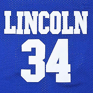 BOROLIN Jesus Shuttlesworth Shirts 34 Lincoln High School Basketball Jersey (Blue, X-Large)