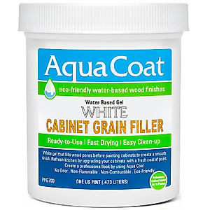 Aqua Coat Water Based White Cabinet Wood Grain Filler Gel, Fast Drying, Low Odor White Wood Filler, Premium Cabinet Grain Filler for Upgrades, Repairs & Restorations. (Pint)
