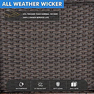 KICOFI 6 PCS Patio Furniture Set, All Weather Rattan Outdoor Furniture Set with Swivel Chairs, Ottomans and Side Table, Patio Conversation Set for Backyard, Garden, Balcony, Poolside Denim Blue